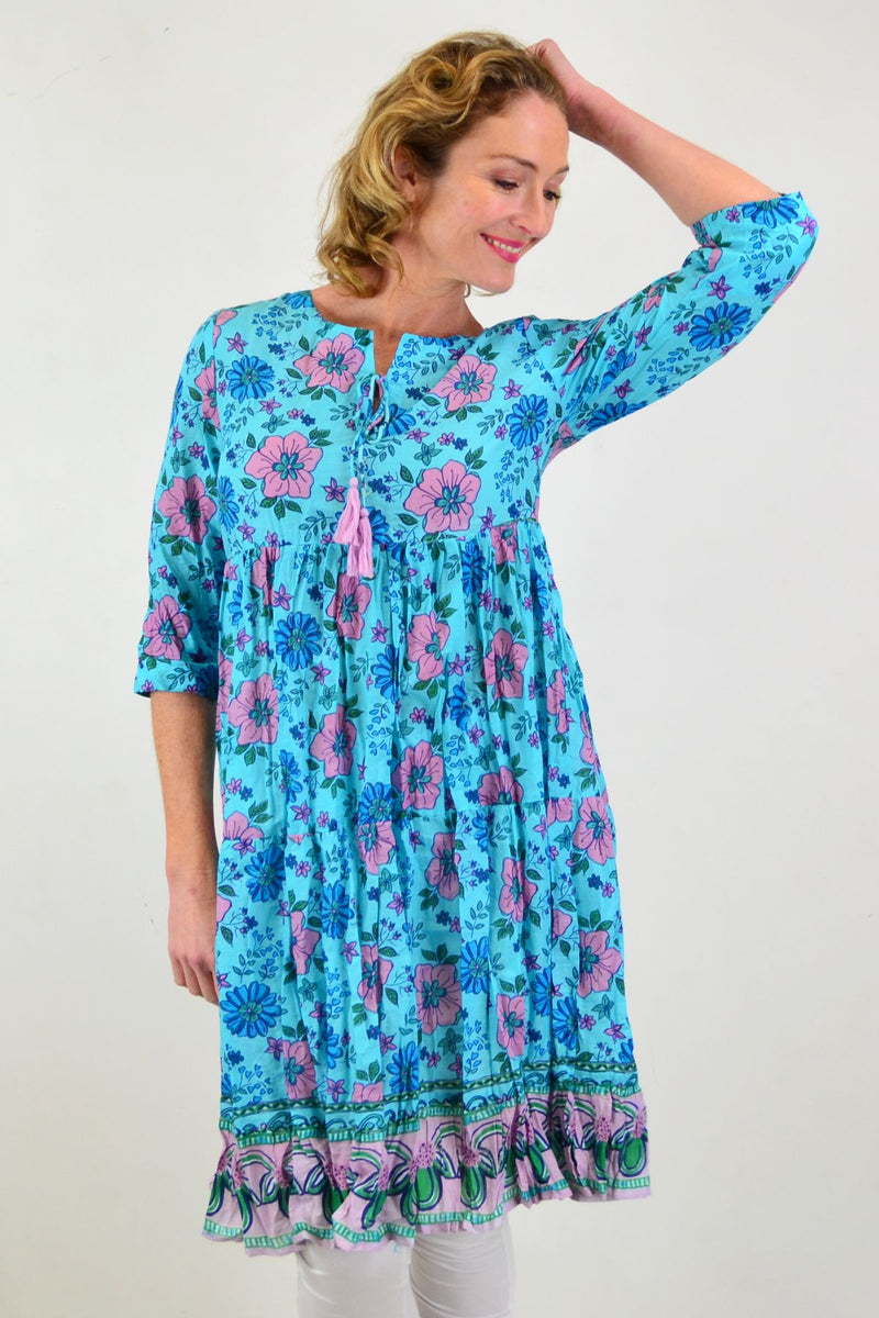 Meadow Flower Tie Neck Tunic Dress I Love Tunics