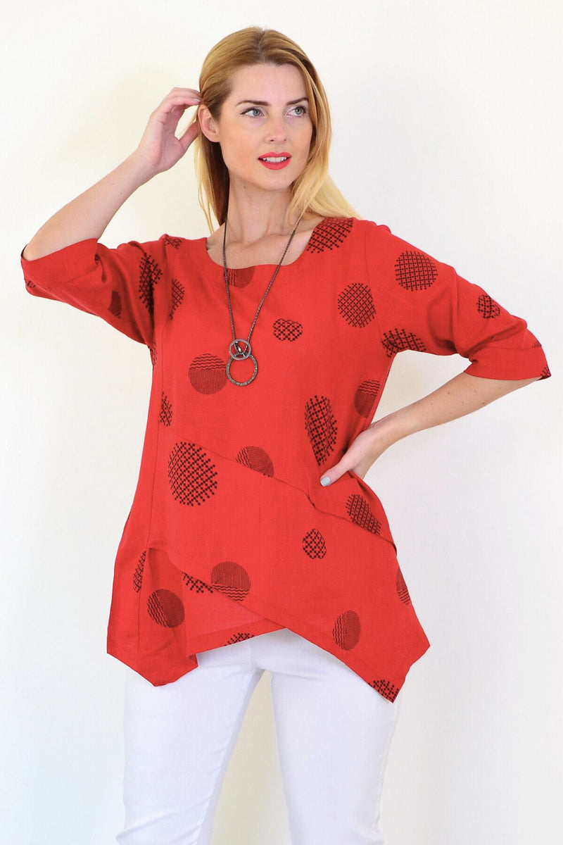 Black Circle Linen Blend Tunic Top | I Love Tunics