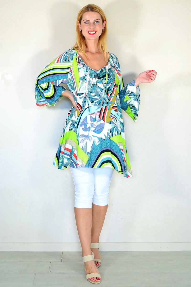 Fun Lime Print Crinkle Tunic Top | I Love Tunics