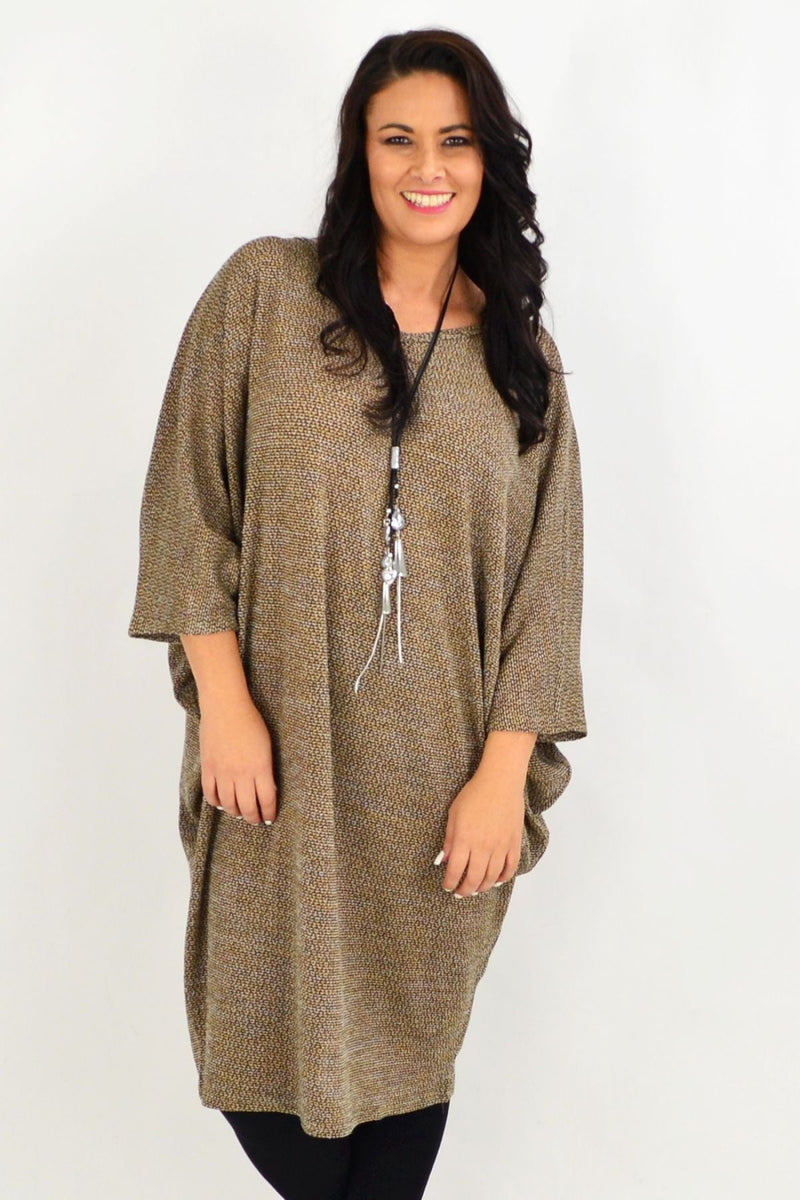 Mocha Brown Textured Knit Tunic Dress | I Love Tunics