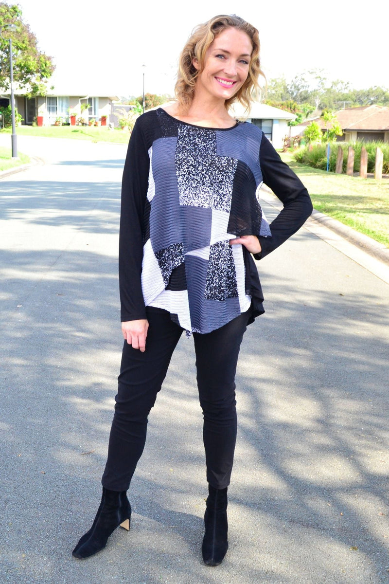 Grey Cross Over Layered Swing Tunic Top | I Love Tunics
