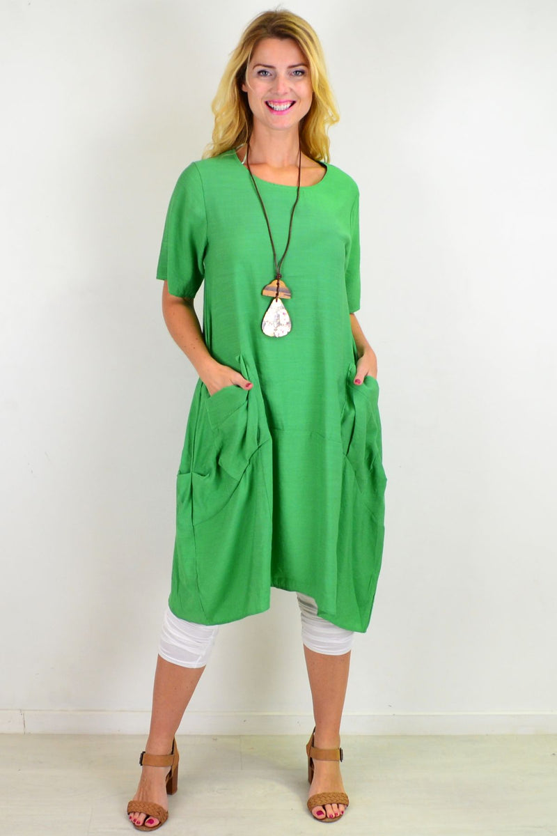 Green Grass Pocket Bubble Tunic Dress | I Love Tunics