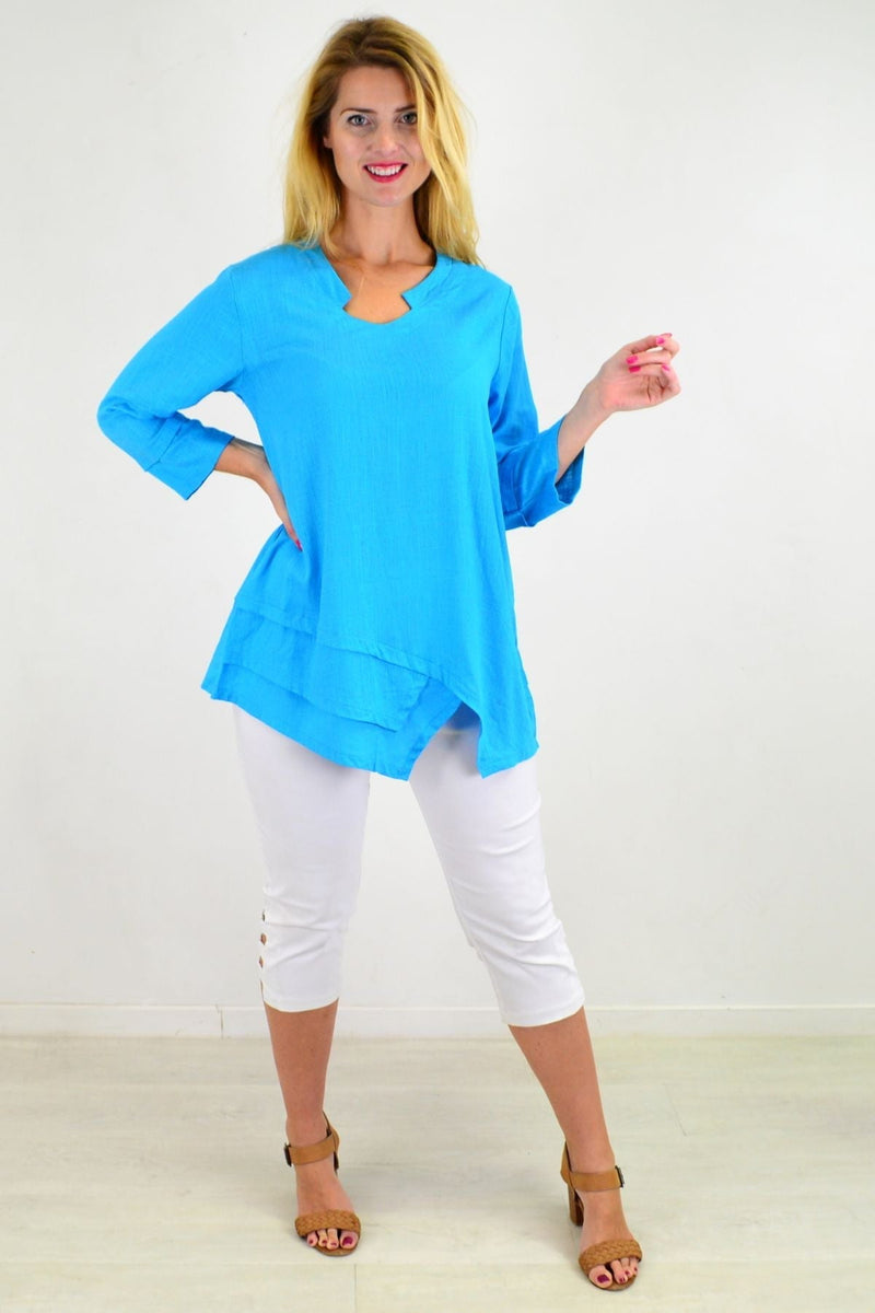 Sky Blue linen Cotton Tunic Top | I Love Tunics