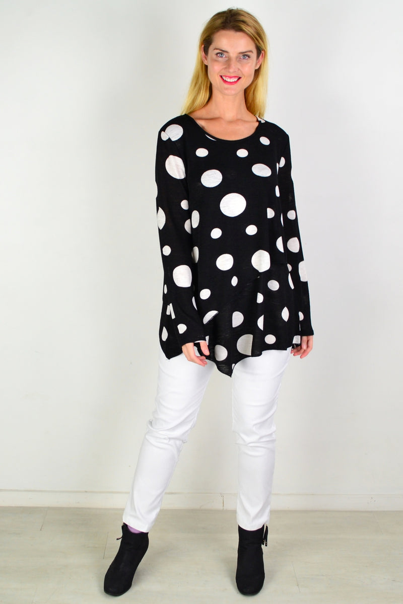 White Spot Cross Over Swing Tunic Top | I Love Tunics