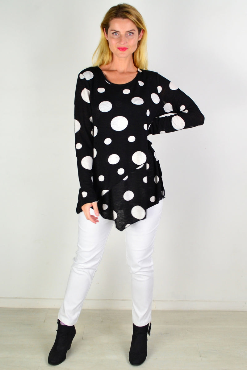 White Spot Cross Over Swing Tunic Top | I Love Tunics