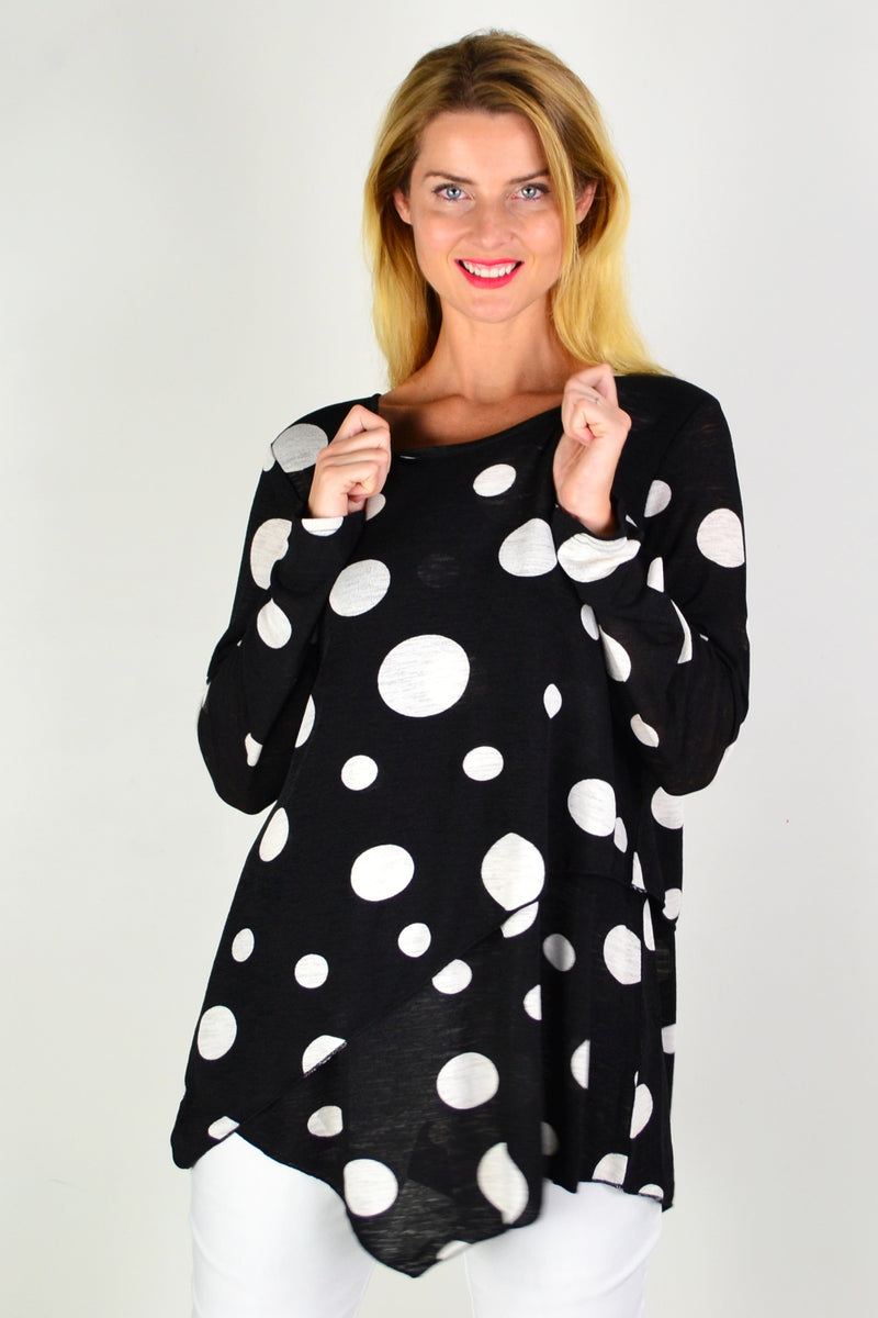 White Spot Cross Over Swing Tunic Top | I Love Tunics