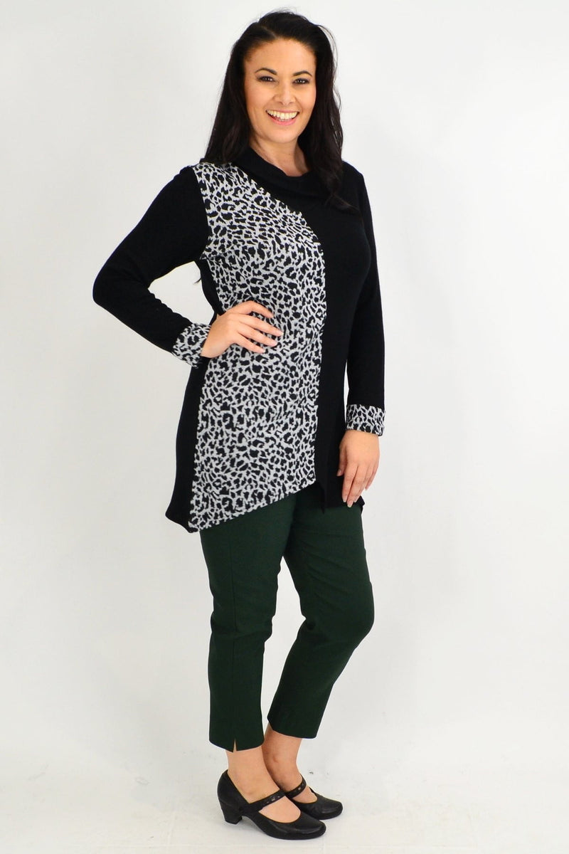 White Leopard Cuff Tunic Top | I Love Tunics