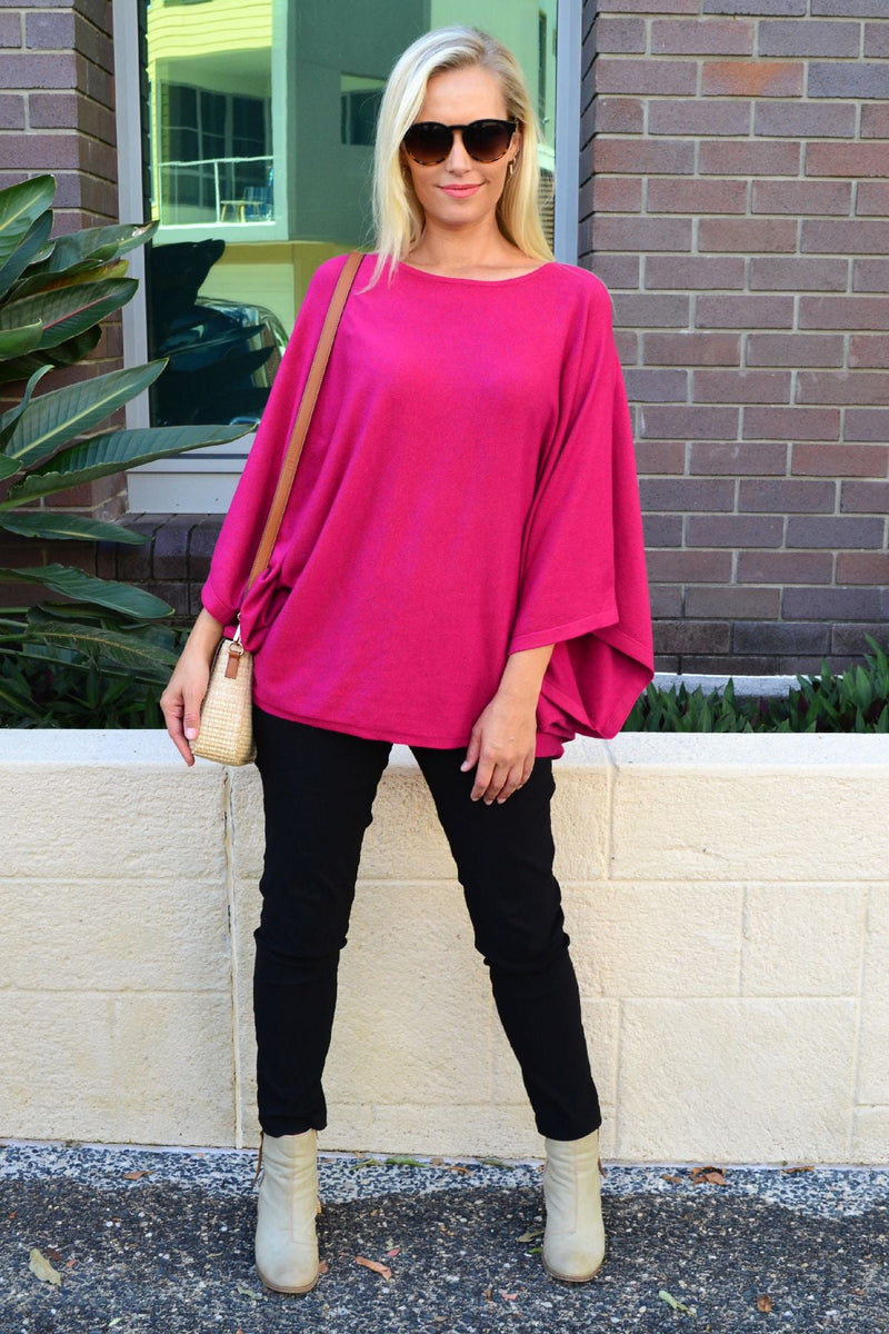 Hot Pink Rounded Tunic Poncho | I Love Tunics