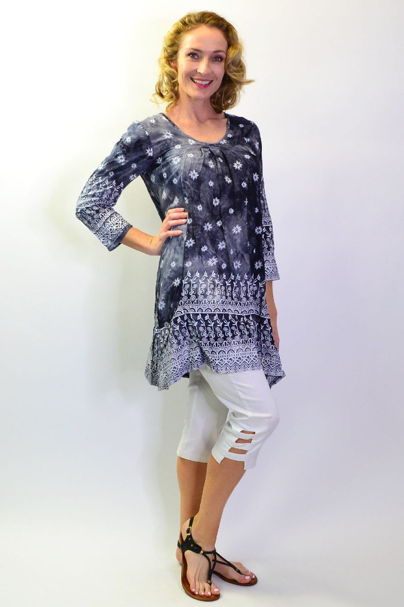 Grey Pleated Midnight Star Tunic Top | I Love Tunics