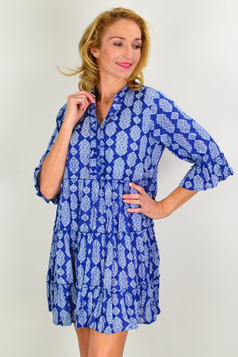 Pretty Fun in Blue Tiered Tunic Dress | I Love Tunics