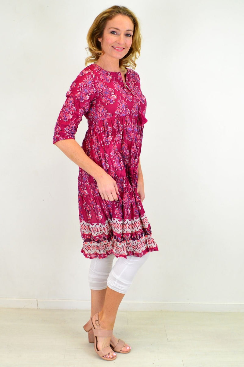 Pretty Plum Tie Neck Tunic Dress | I Love Tunics