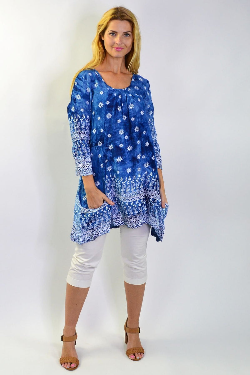 Blue Pleated Midnight Star Tunic Top | I Love Tunics