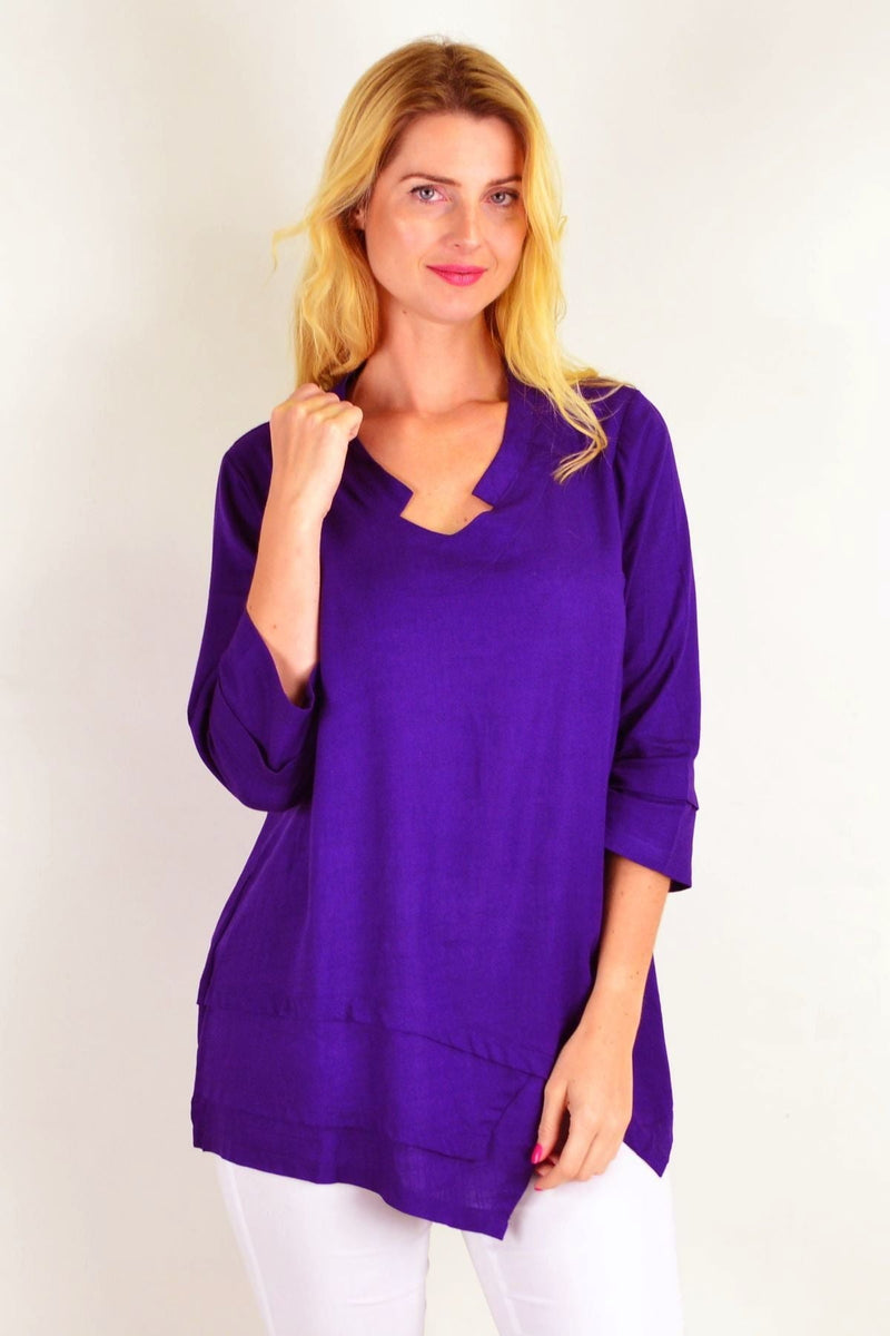 Deep Purple Linen Cotton Tunic Top | I Love Tunics